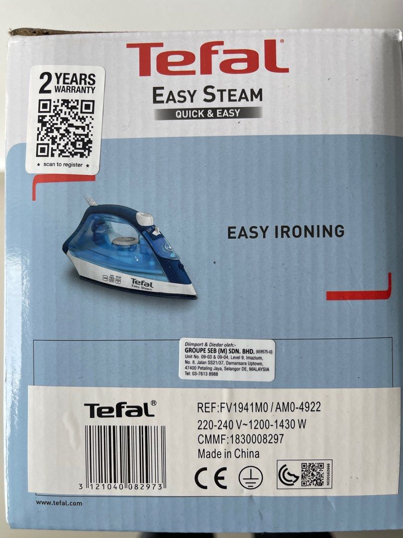 Tefal Easy steam iron, TV & Home Appliances, Irons & Steamers on Carousell