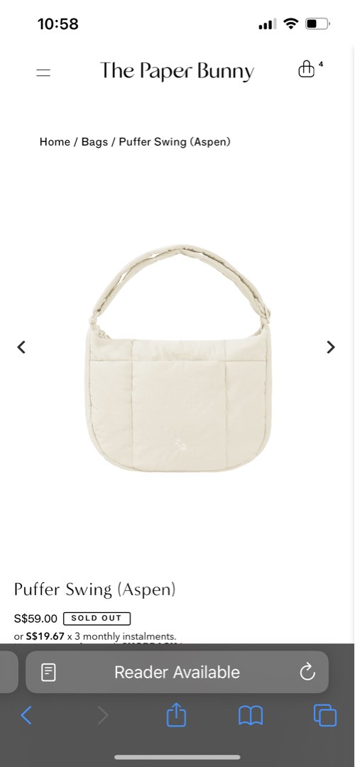 The paper bunny puffer swing (Aspen), Women's Fashion, Bags & Wallets ...