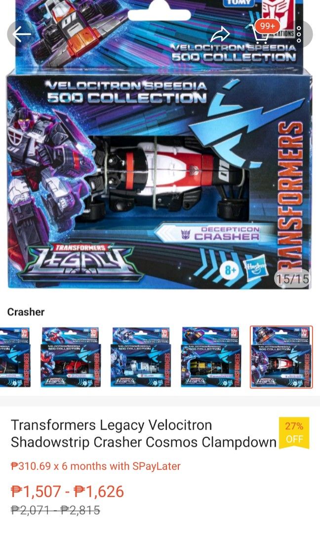 Transformers Legacy Velocitron Speedia 500 collection deluxe Crasher ...