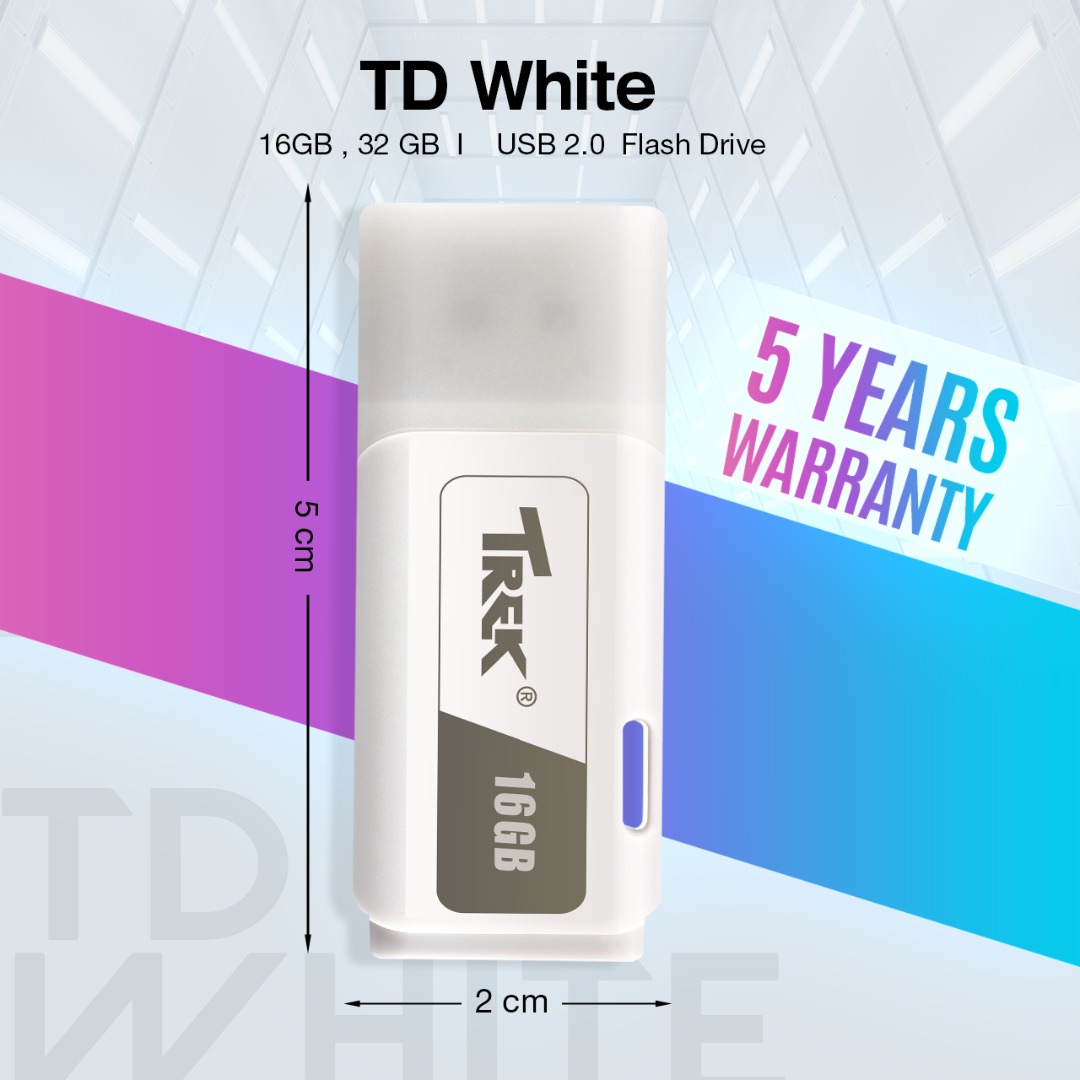 TREK USB 2.0 Thumbdrive Flash Drive 16GB TD WHITE Memory Stick ...