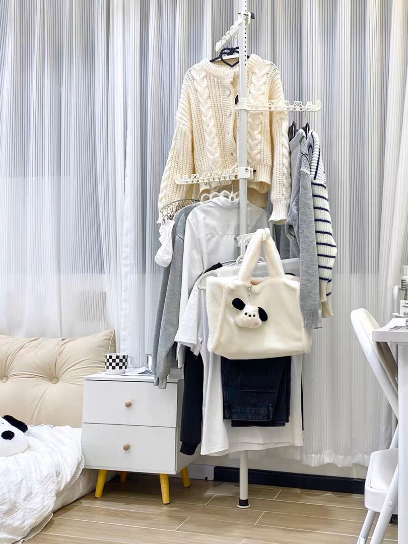 USED White Clothes Hanger Pole Ceiling Rotational Fit Most Ceiling ...