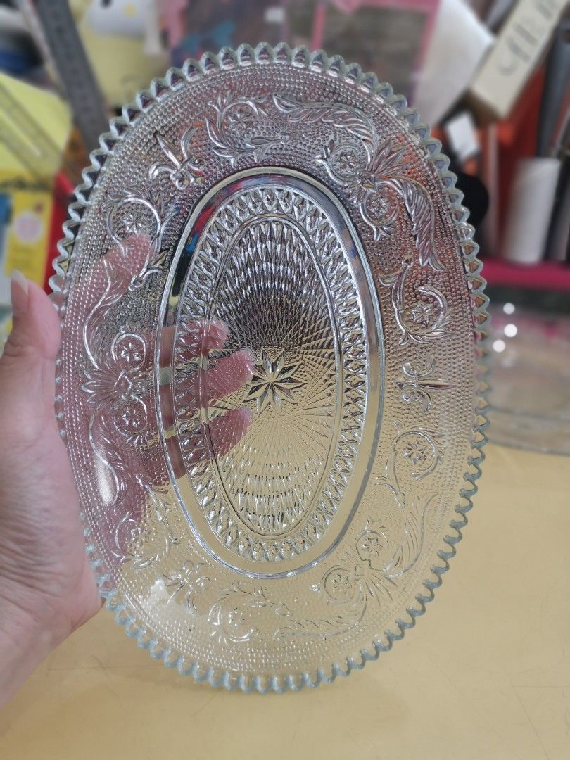 Vintage Glassware Hasegawa Glass Elizabeth Clear Oval Shape Plate ...