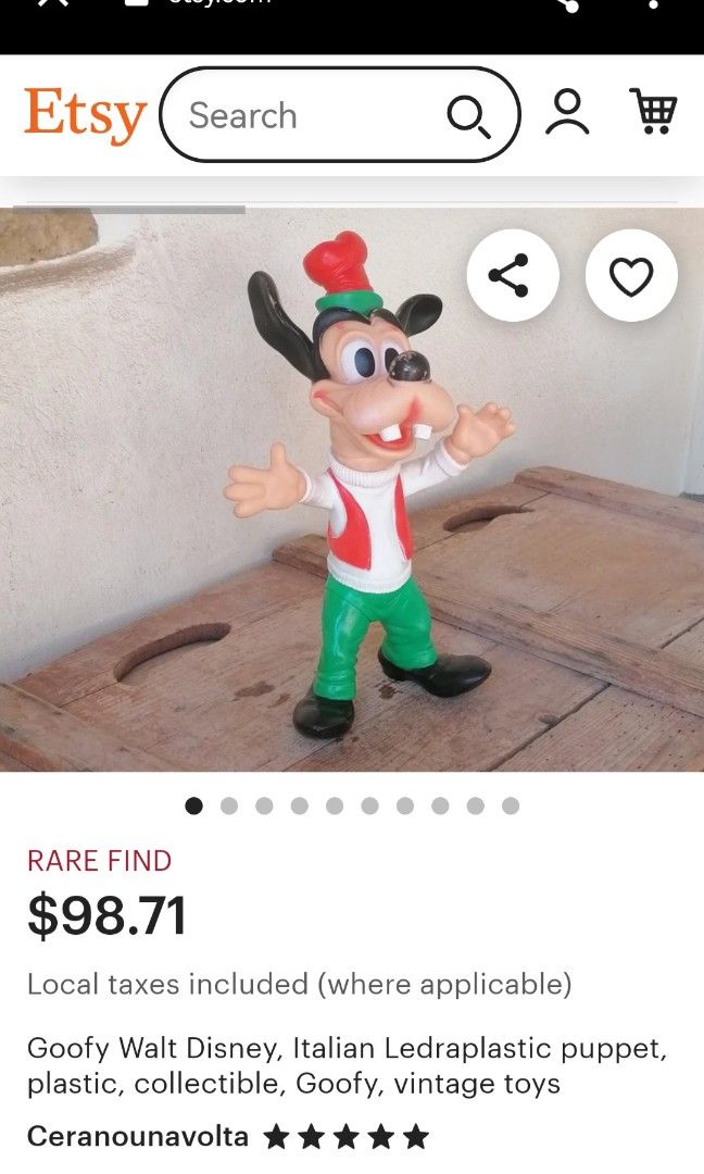 VINTAGE SALES GOOFY WALT DISNEY, ITALIAN LEDRAPLASTIC PUPPET, Hobbies ...