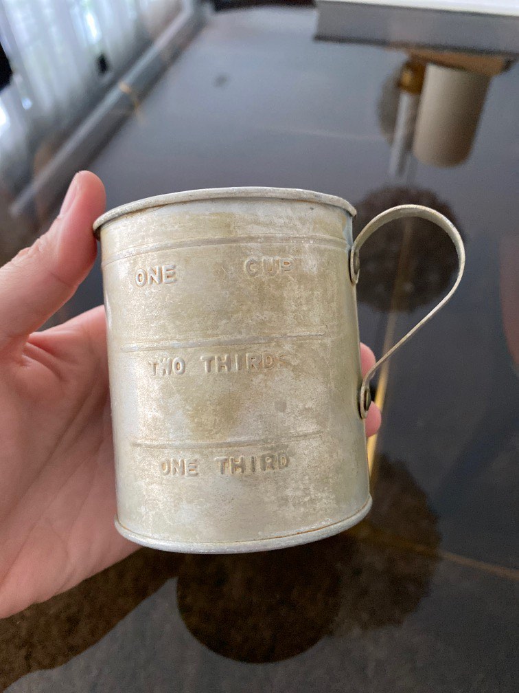 Vintage Tin measuring cup; photo props, Hobbies & Toys, Collectibles ...