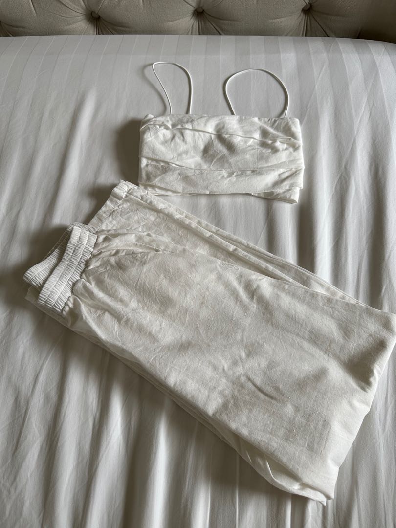 White Linen Set, Women's Fashion, Dresses & Sets, Sets or Coordinates ...