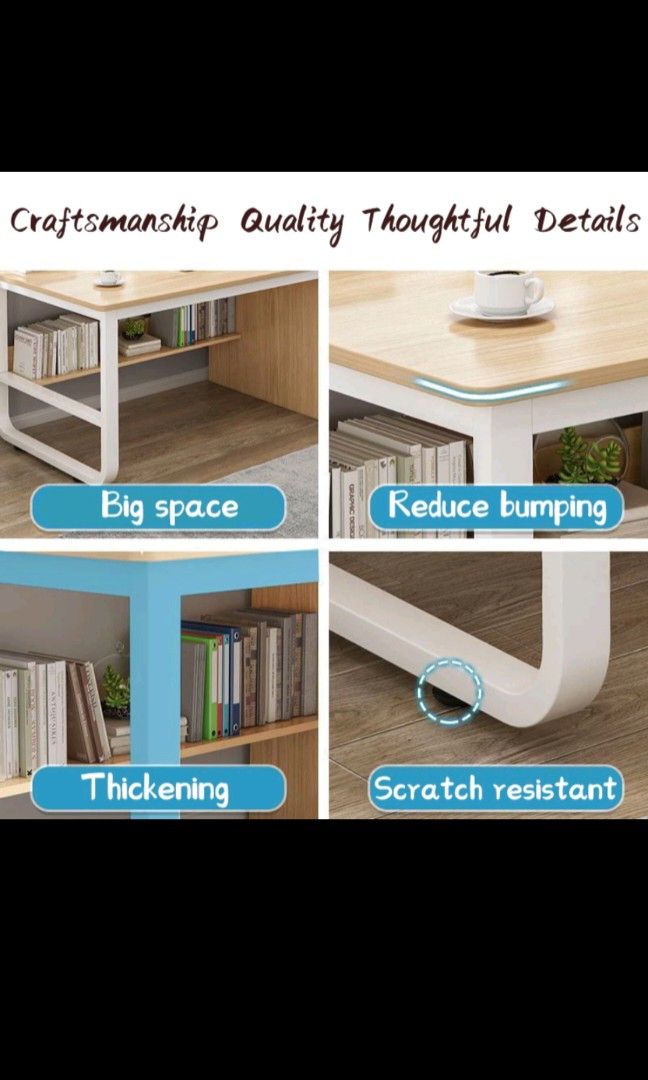 [WHITE] Office Table W/ inbuilt Drawers, Furniture & Home Living ...