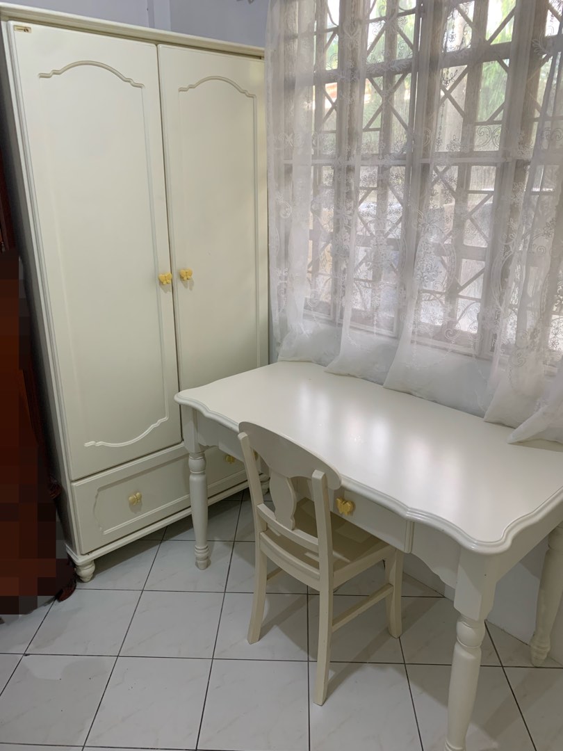 Wooden desk,chair,closet set, Furniture & Home Living, Furniture ...