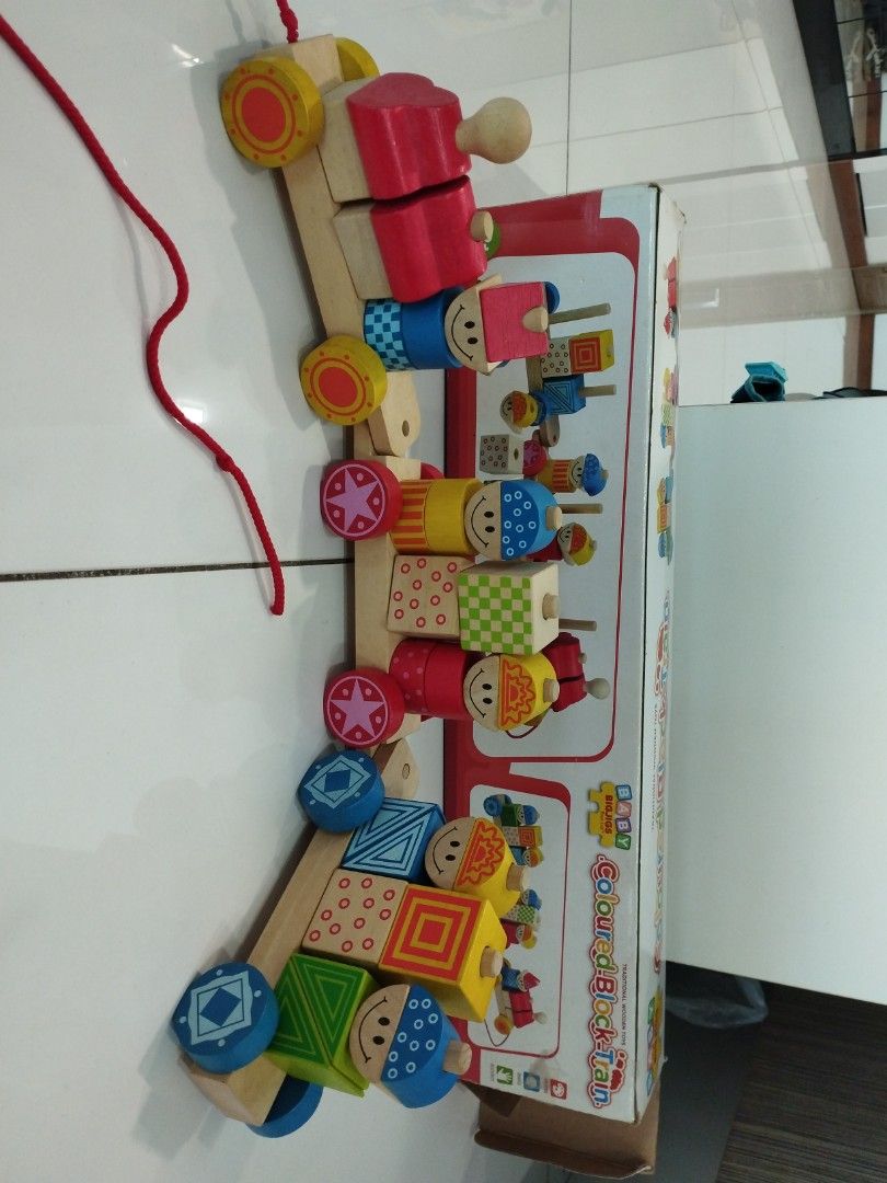 Wooden train - Coloured block train, Babies & Kids, Infant Playtime on ...