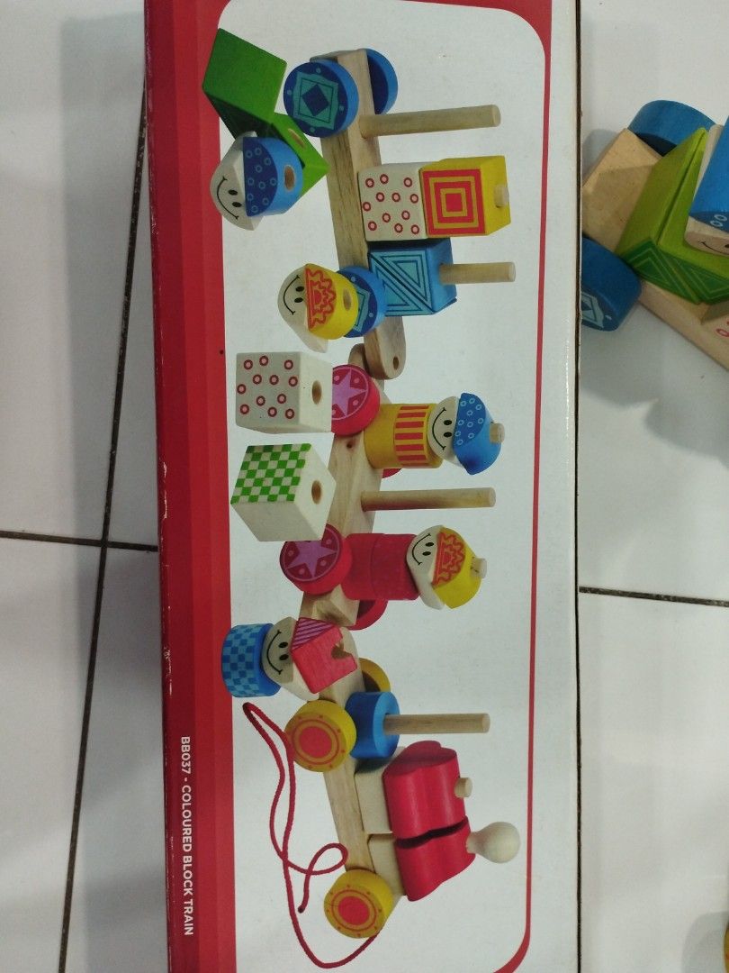 Wooden train - Coloured block train, Babies & Kids, Infant Playtime on ...