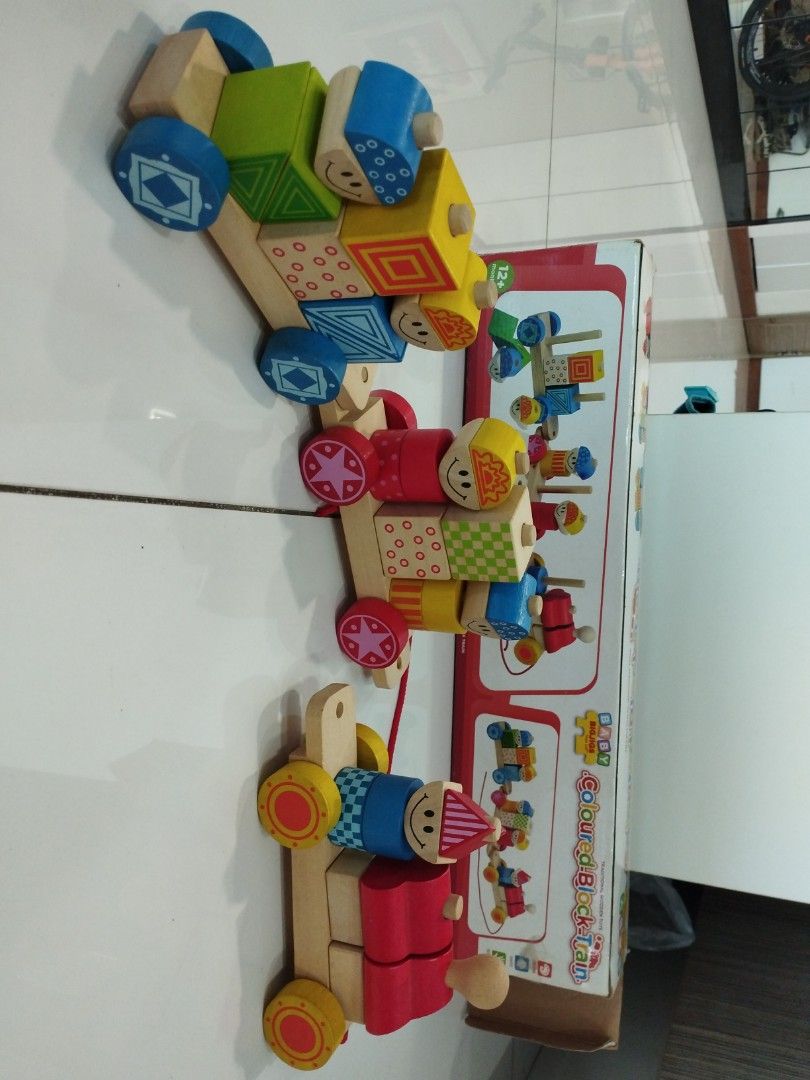 Wooden train - Coloured block train, Babies & Kids, Infant Playtime on ...