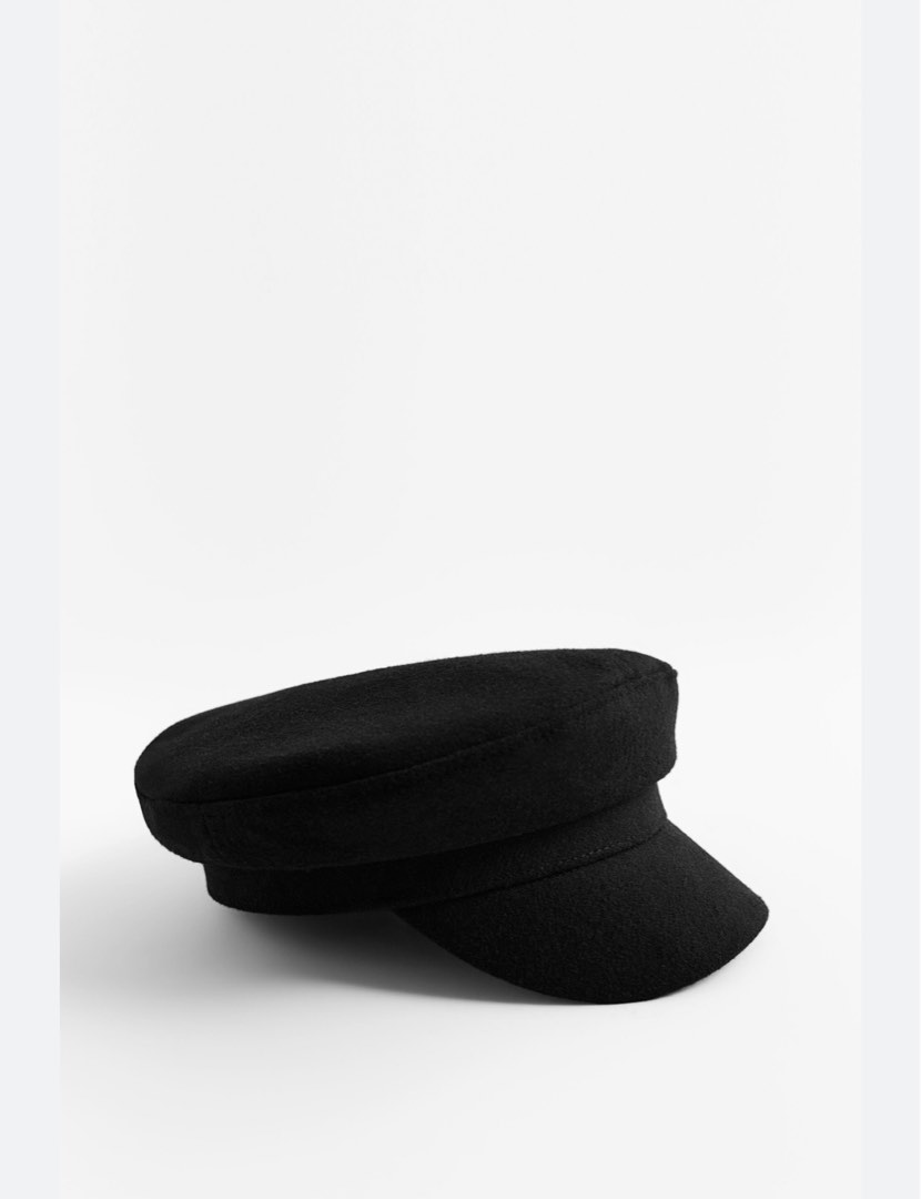 ZARA Wool Blend Skipper Cap in Black, Women's Fashion, Watches & Accessories, Hats & Beanies on ...