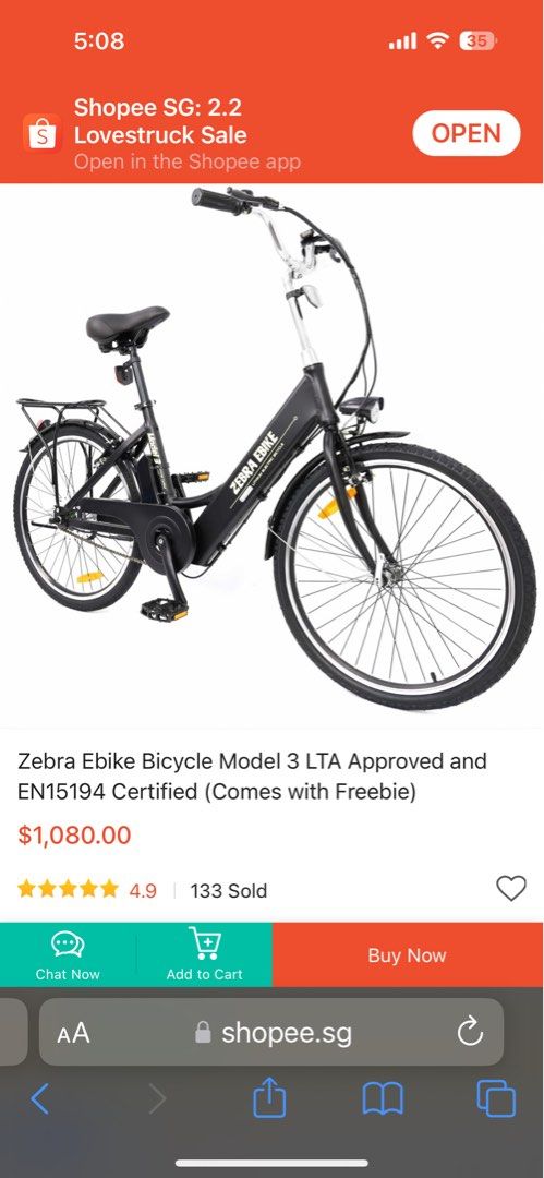 Zebra ebike electric bicycle LTA Approved with number plate, Sports ...