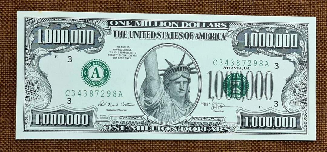 $1,000,000 one million US dollar, commemorative note, Hobbies & Toys ...