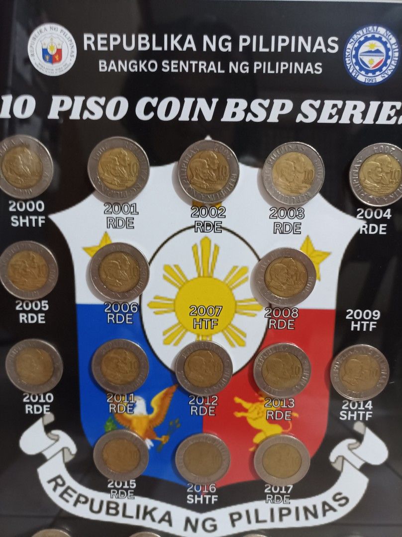 10 PISO COIN FRAME..ALL COMMON COINS RDE rotated die error, Hobbies ...