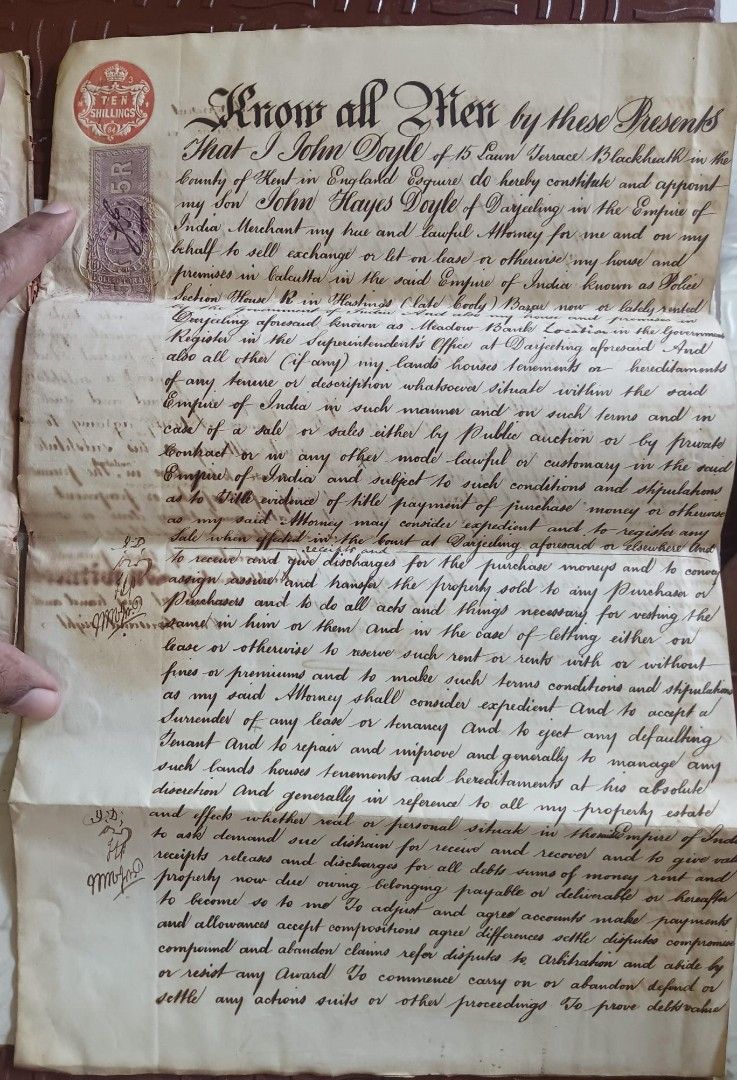 1884 British India & United Kingdom England Combo POA ( Power of ...