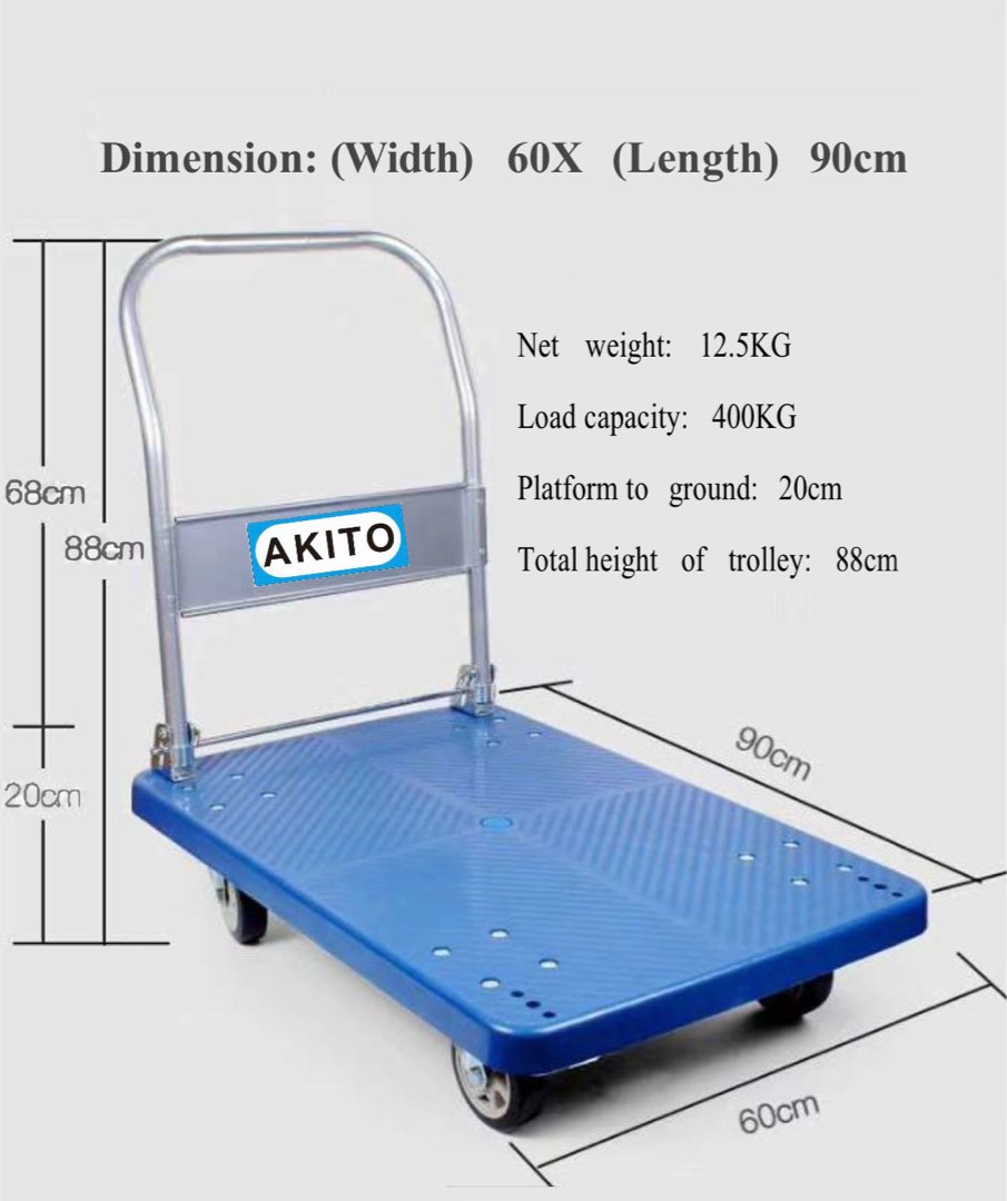Clearance - 200KG & 400KG Foldable Heavy Duty PVC Platform Push Trolley ...