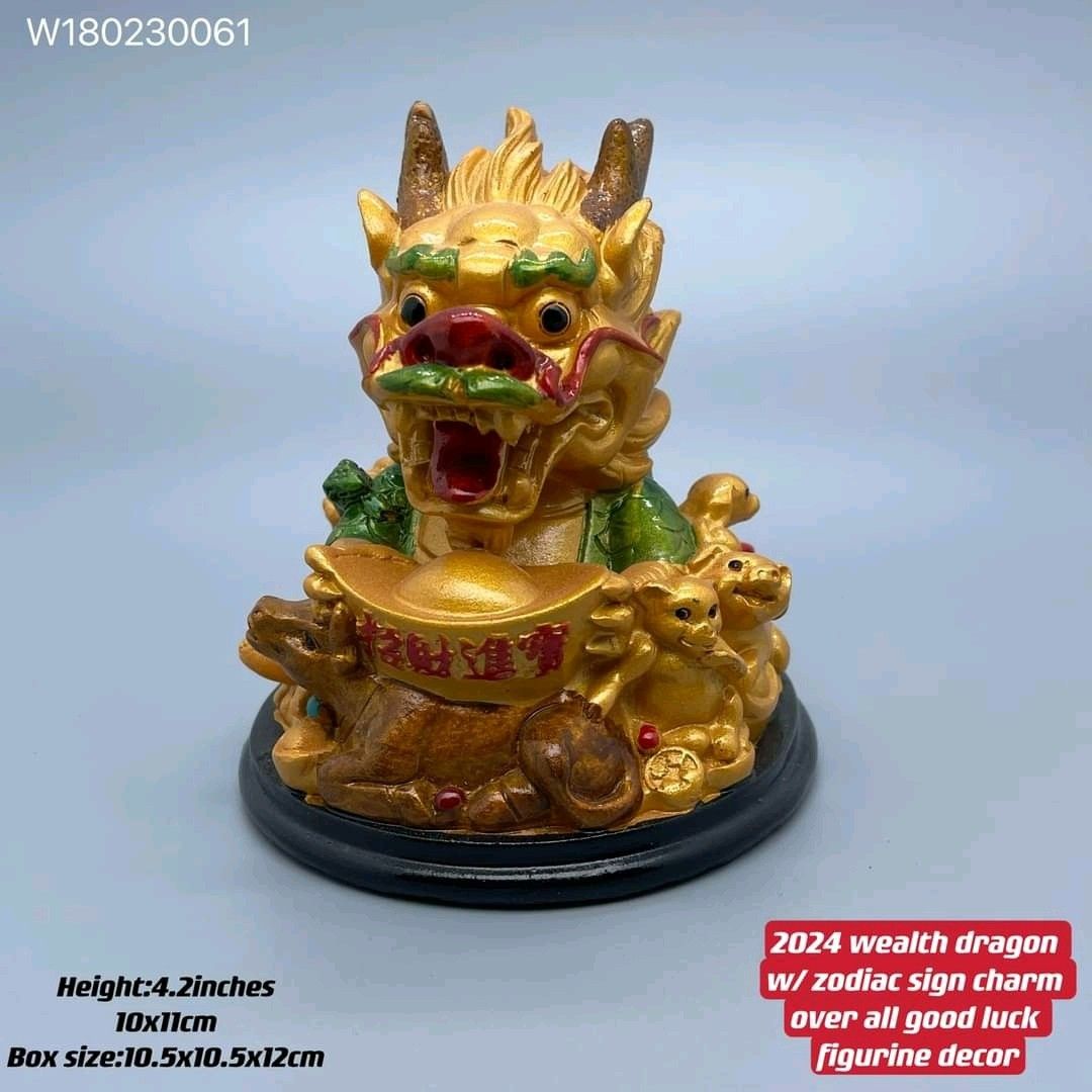 2024 wealth dragon with zodiac sign figurine, Furniture & Home Living ...