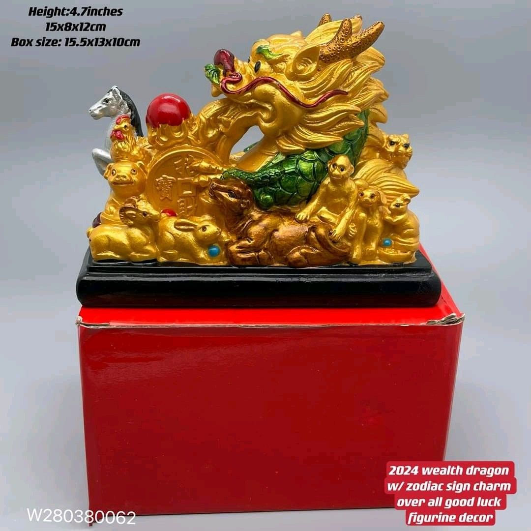 2024 wealth dragon with zodiac sign figurine, Furniture & Home Living ...