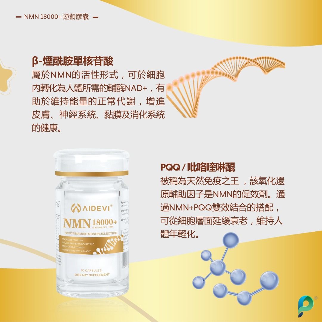 現貨🇺🇸正品 美國 已售出過萬樽 AIDEVI NMN 18000+ 天然提取 高濃度 NAD+ 包含白藜蘆醇/花青素/PQQ 逆齡補充劑 ...