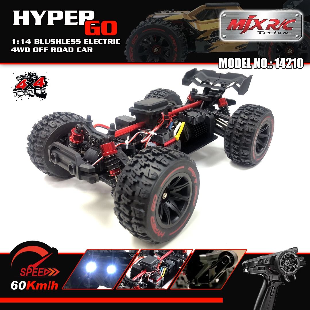 全新 MJX R/C 1:14 14210 無刷越野車 | 防翻尾輪 | 金屬齒輪 | 油壓避震 | 可用3S電 | 最高速約75KM/H | 金色, 興趣及遊戲, 玩具 & 遊戲類 ...