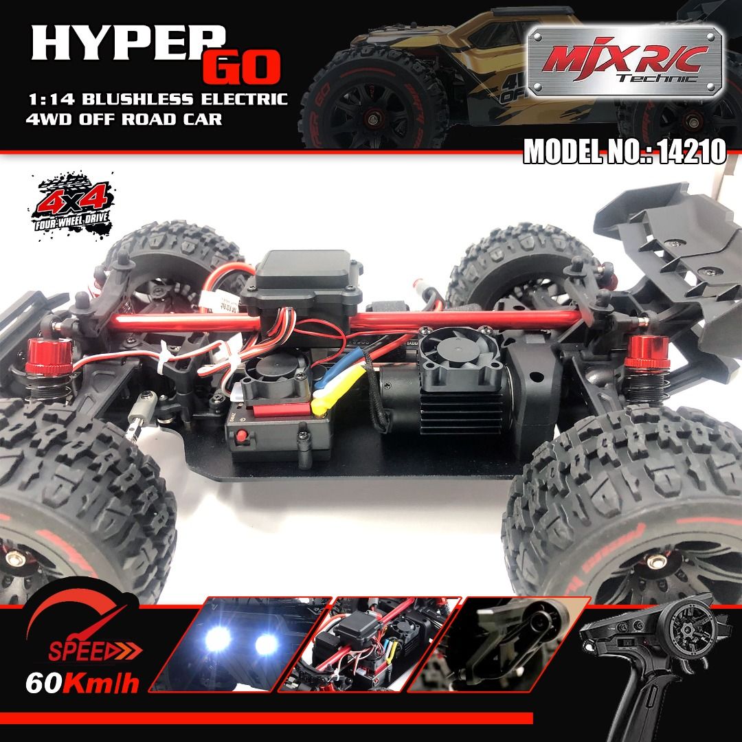 全新 MJX R/C 1:14 14210 無刷越野車 | 防翻尾輪 | 金屬齒輪 | 油壓避震 | 可用3S電 | 最高速約75KM/H | 金色, 興趣及遊戲, 玩具 & 遊戲類 ...