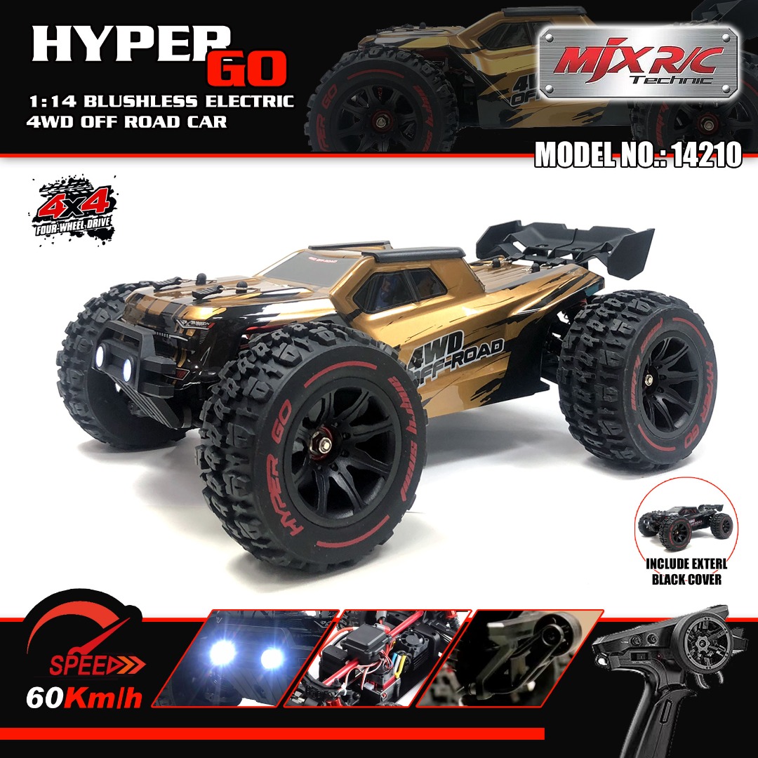 全新 MJX R/C 1:14 14210 無刷越野車 | 防翻尾輪 | 金屬齒輪 | 油壓避震 | 可用3S電 | 最高速約75KM/H | 金色, 興趣及遊戲, 玩具 & 遊戲類 ...