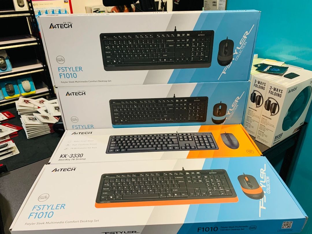 A4Tech Fstyler F1010 Keyboard Mouse Combo USB Blue, Computers & Tech ...