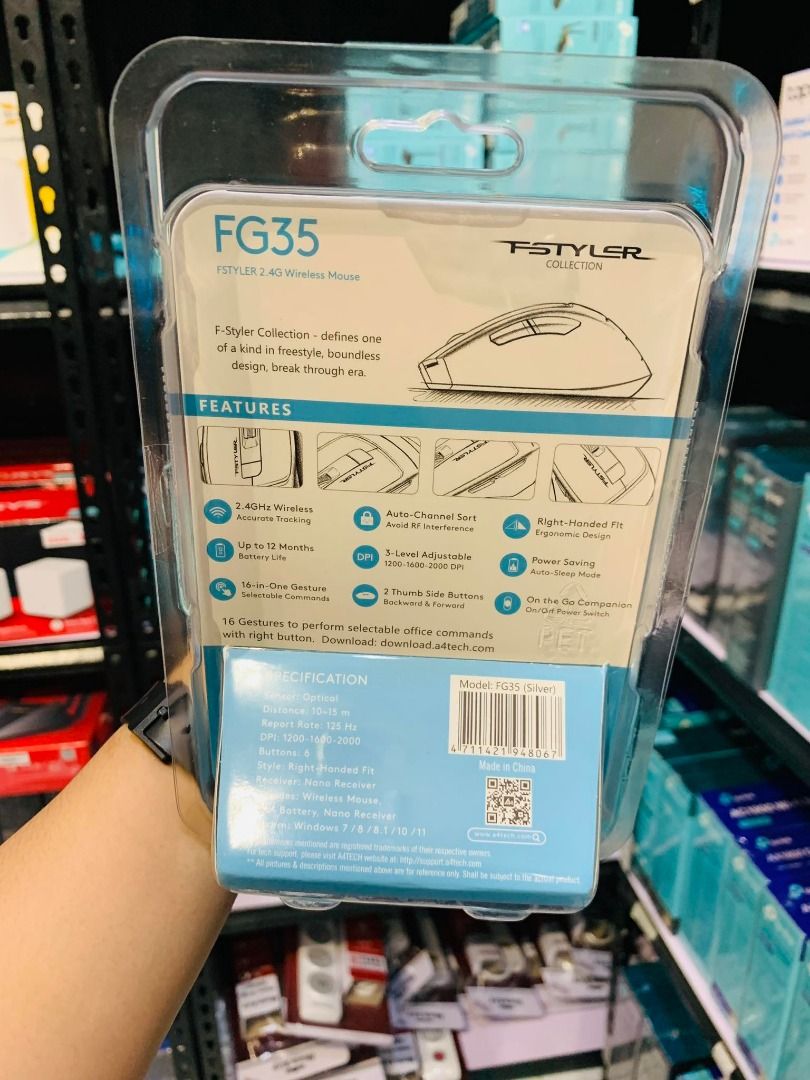 A4Tech Fstyler FG35 2.4G Wireless Mouse Silver, Computers & Tech, Parts ...