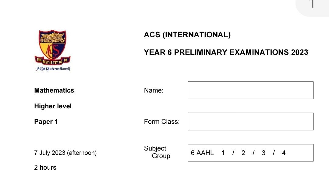 ACS 2023 IB (AAHL) Prelim Paper, Hobbies & Toys, Books & Magazines ...