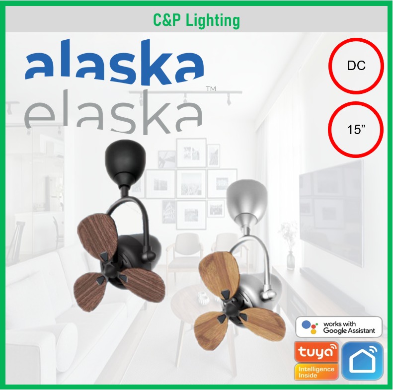 Alaska Eskye 15" Smart Corner Wall / Ceiling DC Ceiling Fan with Remote ...