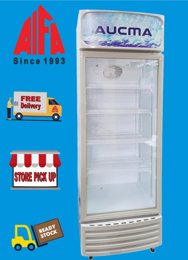 Aucma SC-385 Standing Glass Door Drinks Showcase Commercial Chiller ...