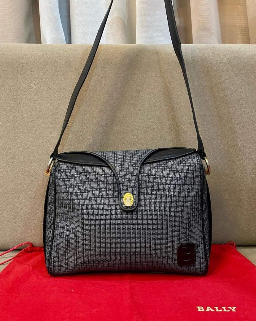 Bally PVC & Leather Shoulder Bag w/ Adjustable Sling, Luxury, Bags & Wallets on Carousell