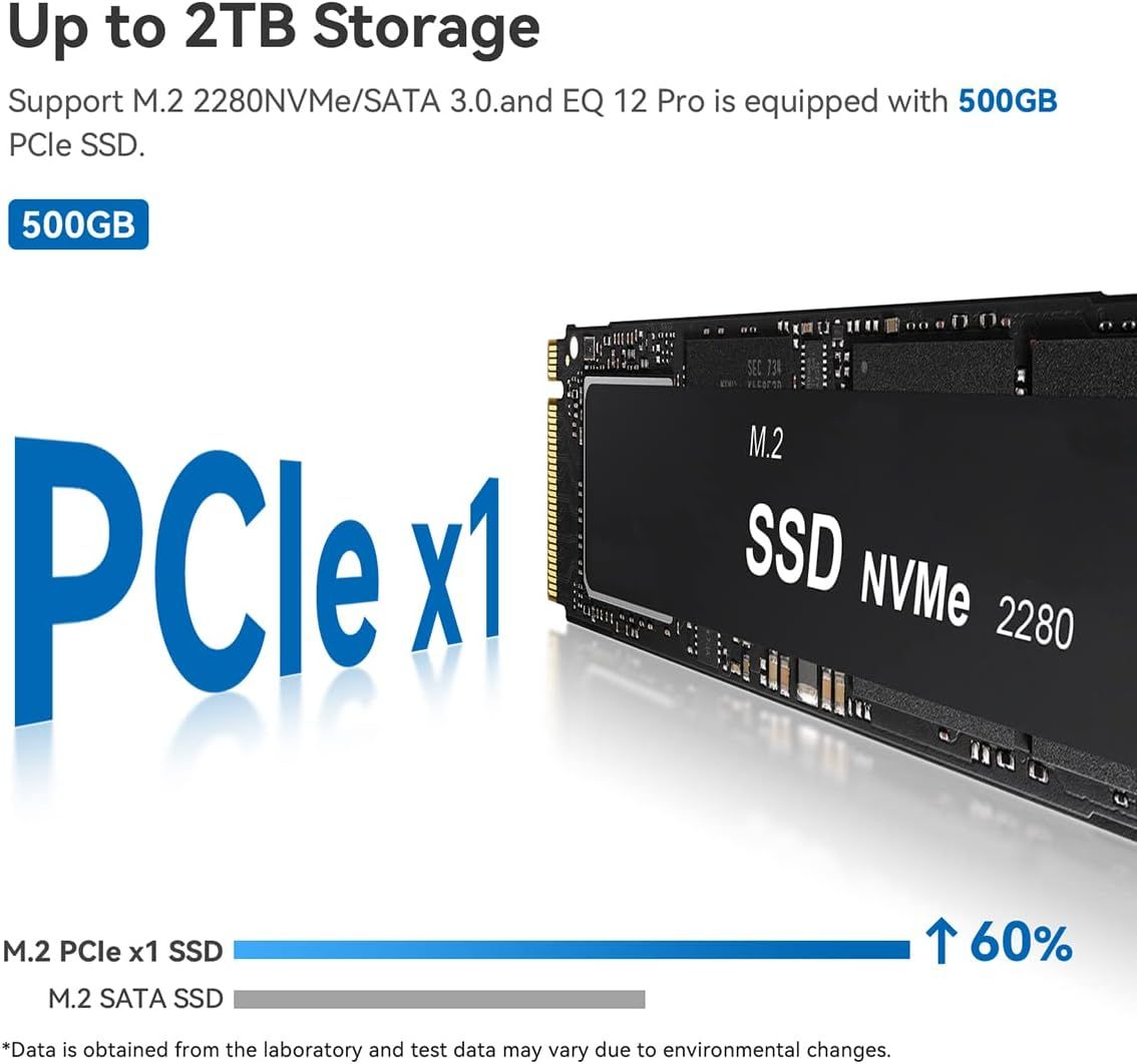 Beelink EQ12 Pro Mini PC, Intel Core i3 Processor N305 (8C/8T, up to 3.8Ghz), 16G DDR5 500G PCIe ...