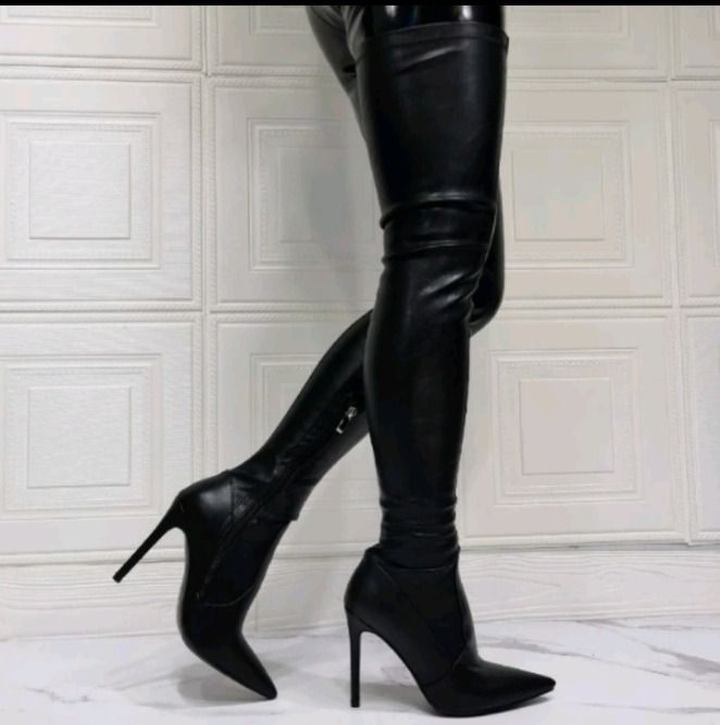Black Thigh High Boots Size 47, Women's Fashion, Footwear, Boots on ...