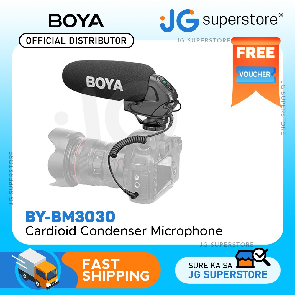 Boya BY-BM3030 On-Camera Super Cardioid Shotgun Microphone for Camera ...
