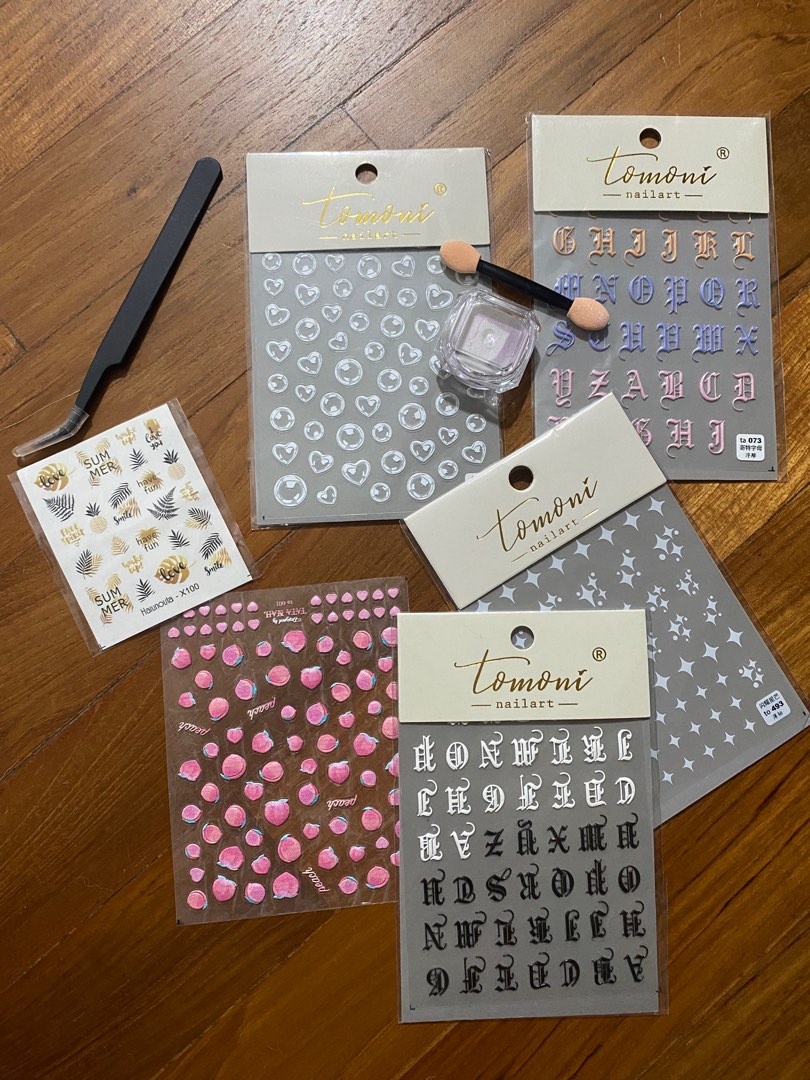 Bunch of nail stickers set and powder, Beauty & Personal Care, Hands ...