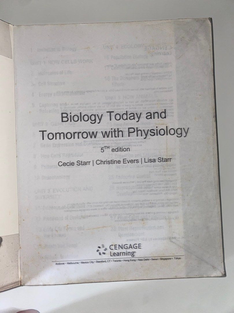 Cengage Learning Biology Today and Tomorrow with Physiology, Hobbies & Toys, Books & Magazines ...