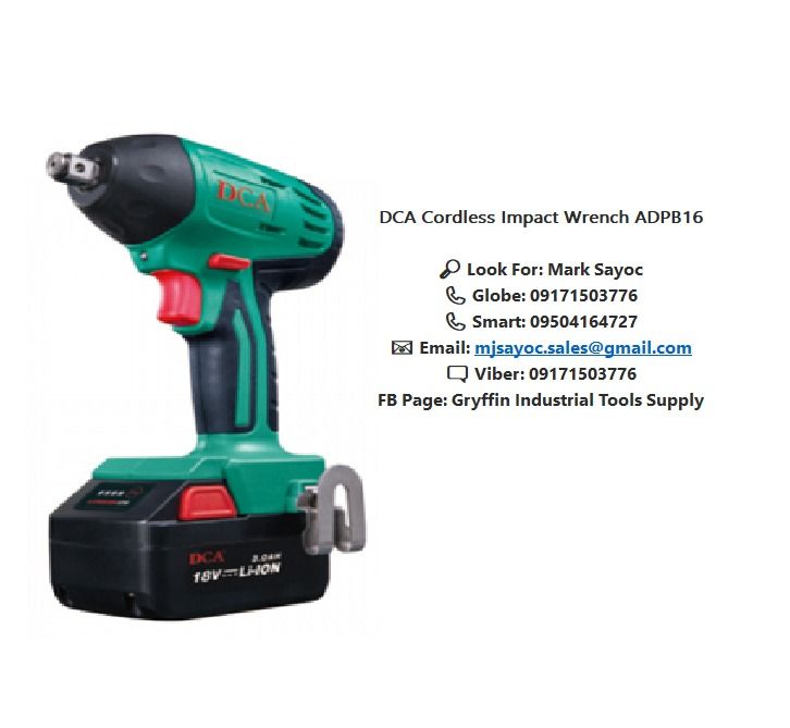 DCA Cordless Impact Wrench ADPB16, Commercial & Industrial, Industrial ...