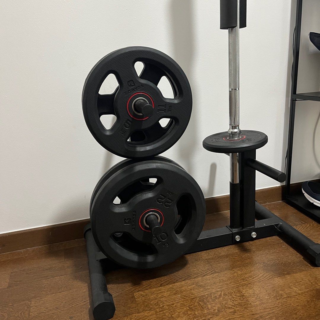 Decathlon Weights plat bar 1.55M set 5kg 10kg 2.5kg, Sports Equipment ...