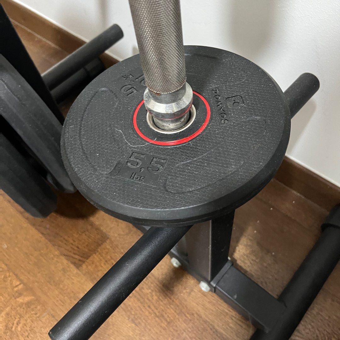 Decathlon Weights plat bar 1.55M set 5kg 10kg 2.5kg, Sports Equipment ...