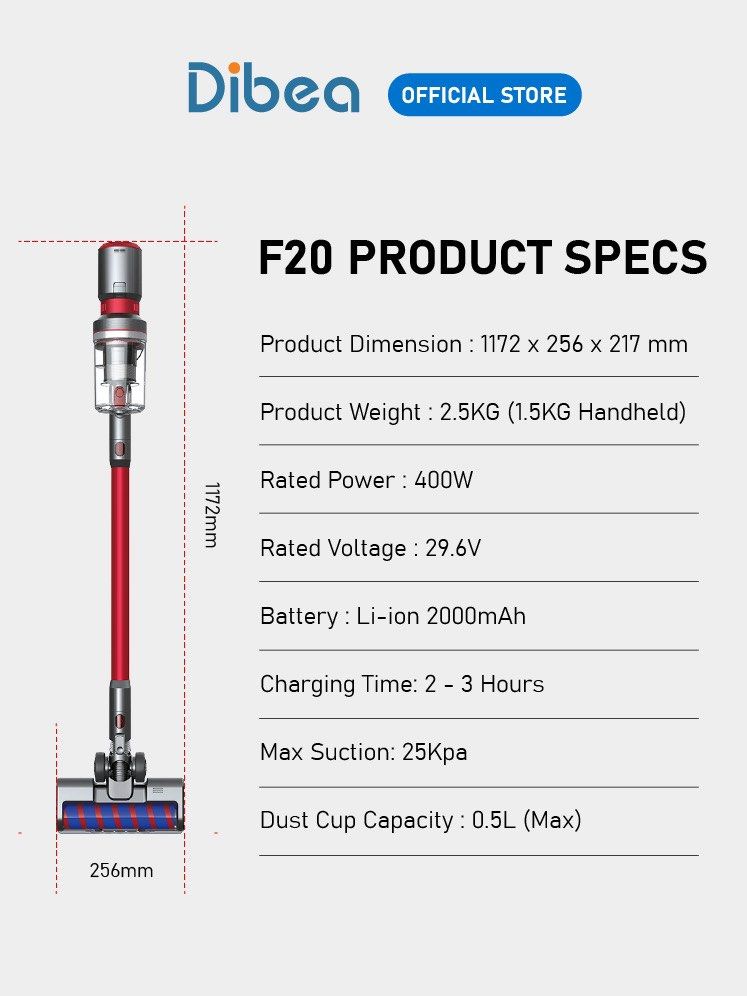 Dibea F20 Max Cordless Vacuum Cleaner, TV & Home Appliances, Vacuum ...