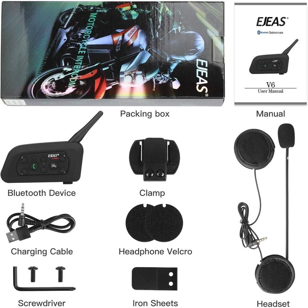 EJEAS V6 PRO Motorcycle Helmet Intercom Bluetooth Headset, Motorcycle ...