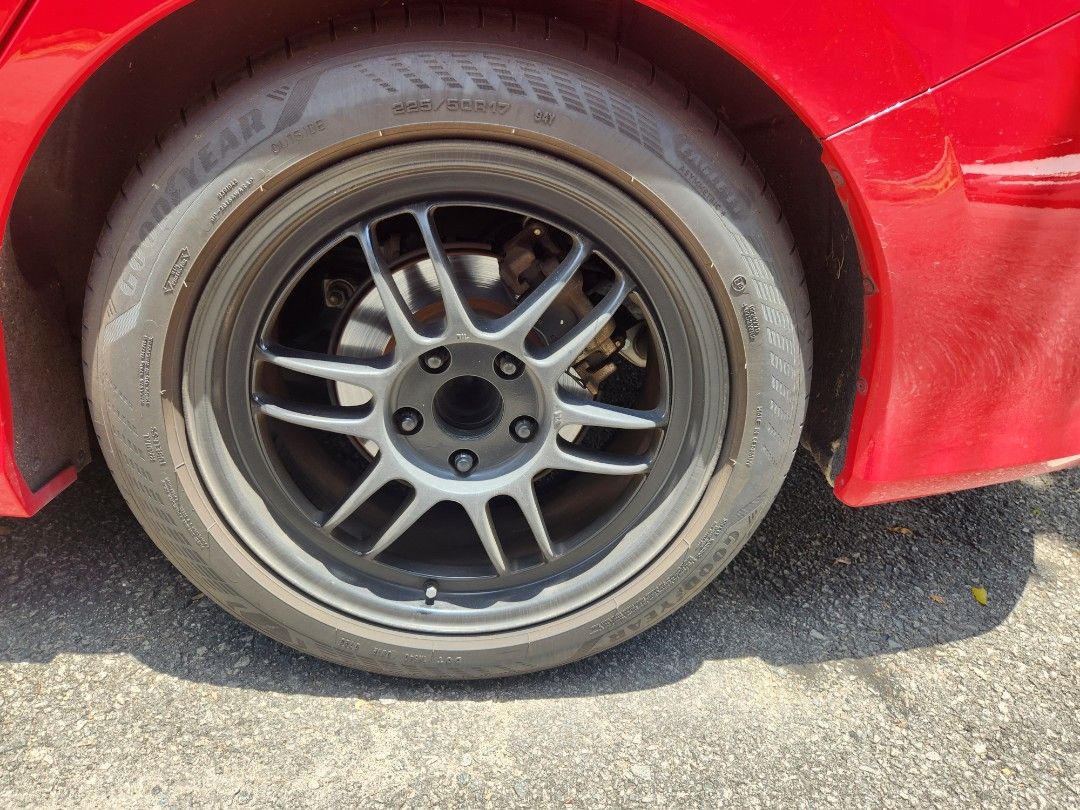Enkei Rpf1 17 inch Rims 5 x 114.3 Pcd with goodyear f1a6 tyres fitted on honda civic fc1, Car ...