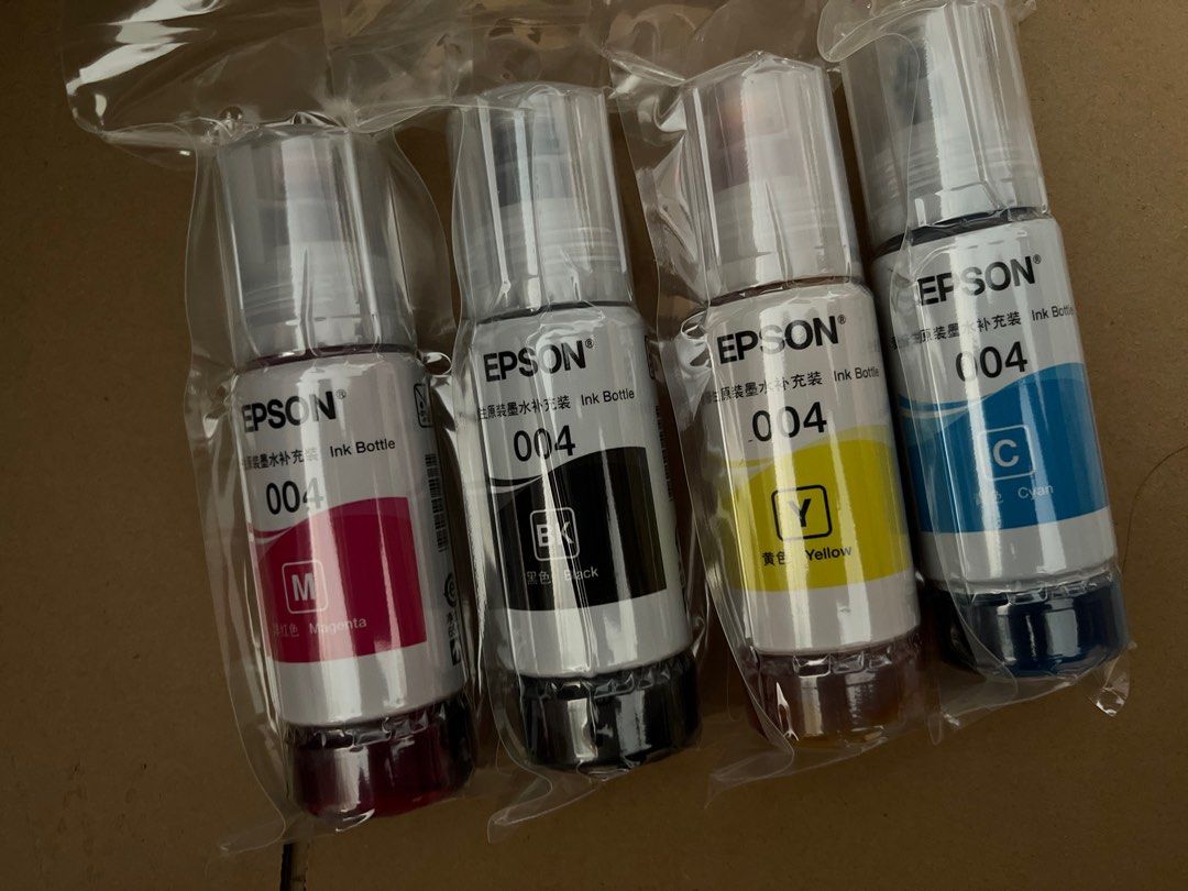 EPSON ECOTANK 004 INK CMYK 4 COLOUR 1 SET, Hobbies & Toys, Stationery ...