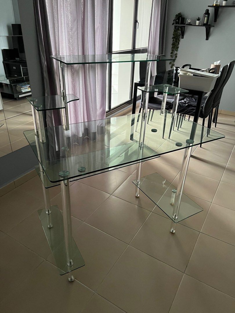 Glass Study Table, Furniture & Home Living, Furniture, Tables & Sets on ...