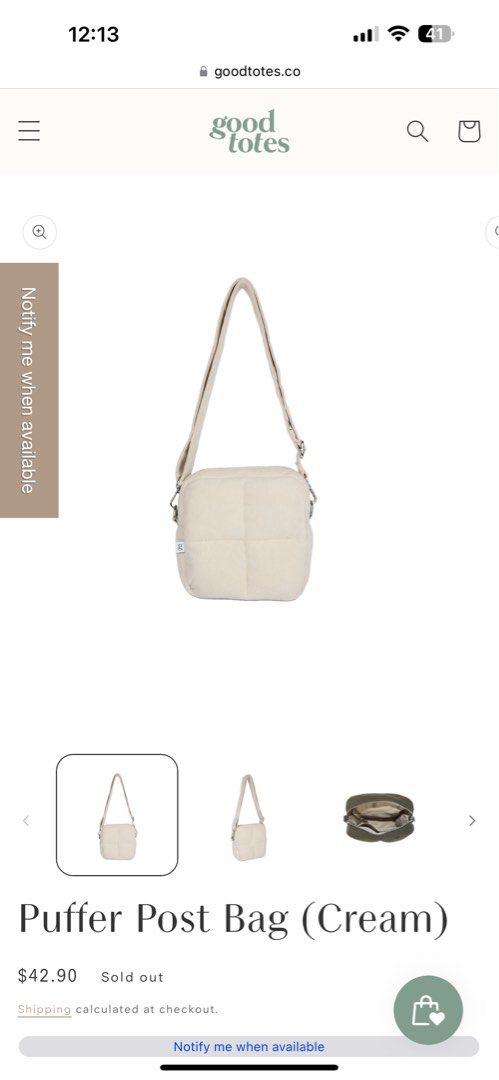 Good totes X wacky wears collaboration puffer post bag in cream, Women ...