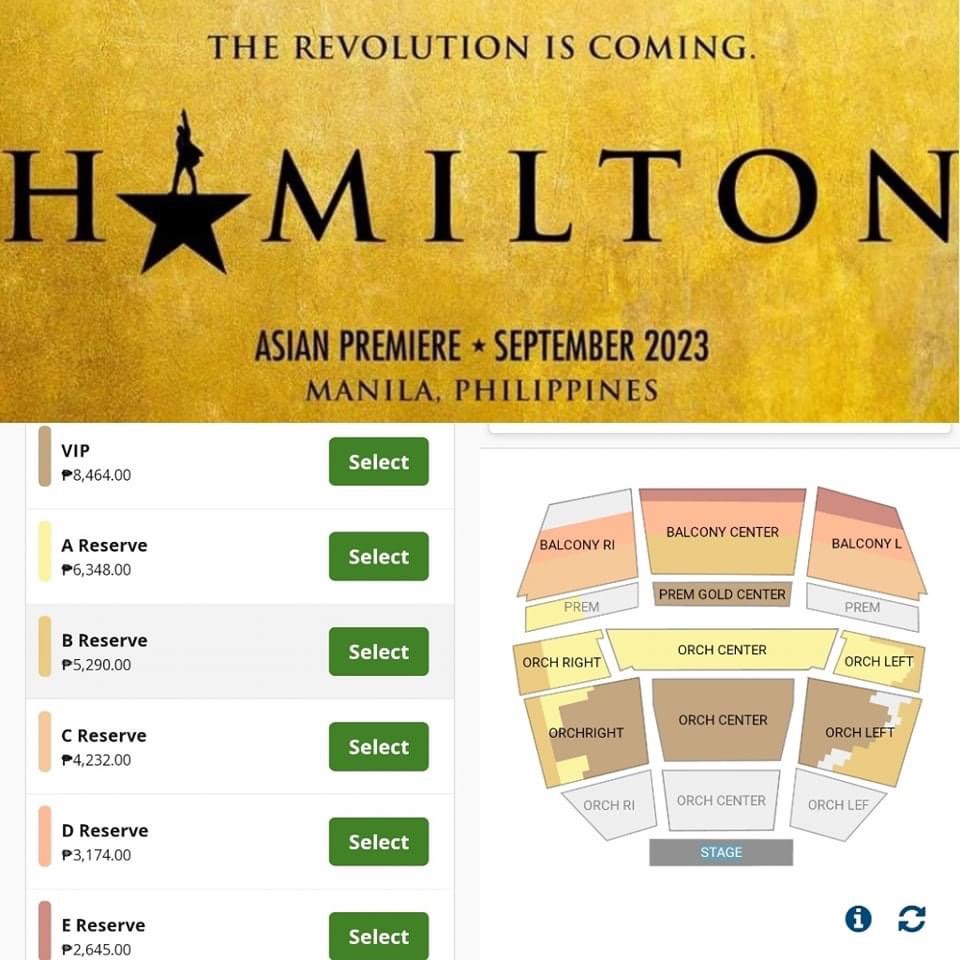 Hamilton Tickets Orchestra Left Section, Tickets & Vouchers, Event ...
