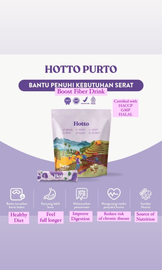 Hotto Purto (High Fiber Healthy Drinks) 16 sachets/pack, Food & Drinks ...