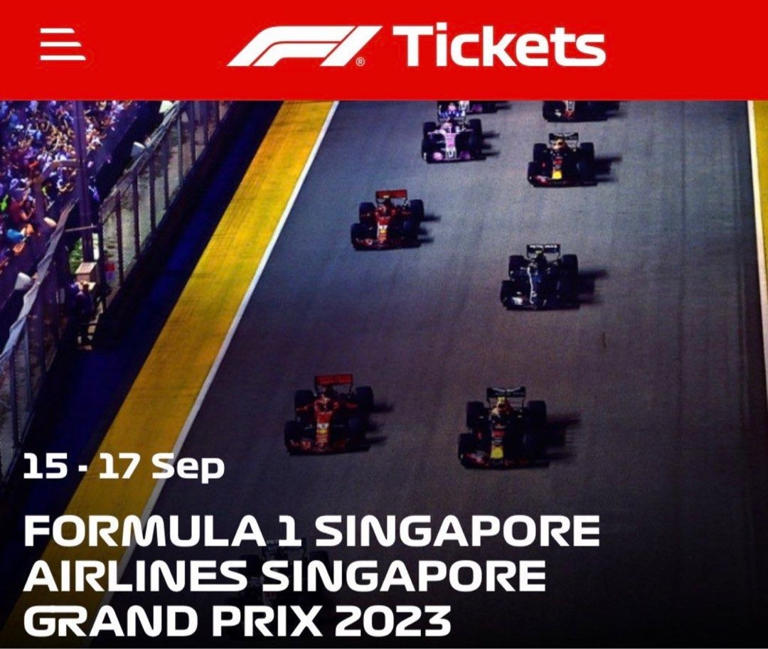 I have 3(1 Saturday and 2 Sunday) tickets for Singapore GP F1 2023 ...