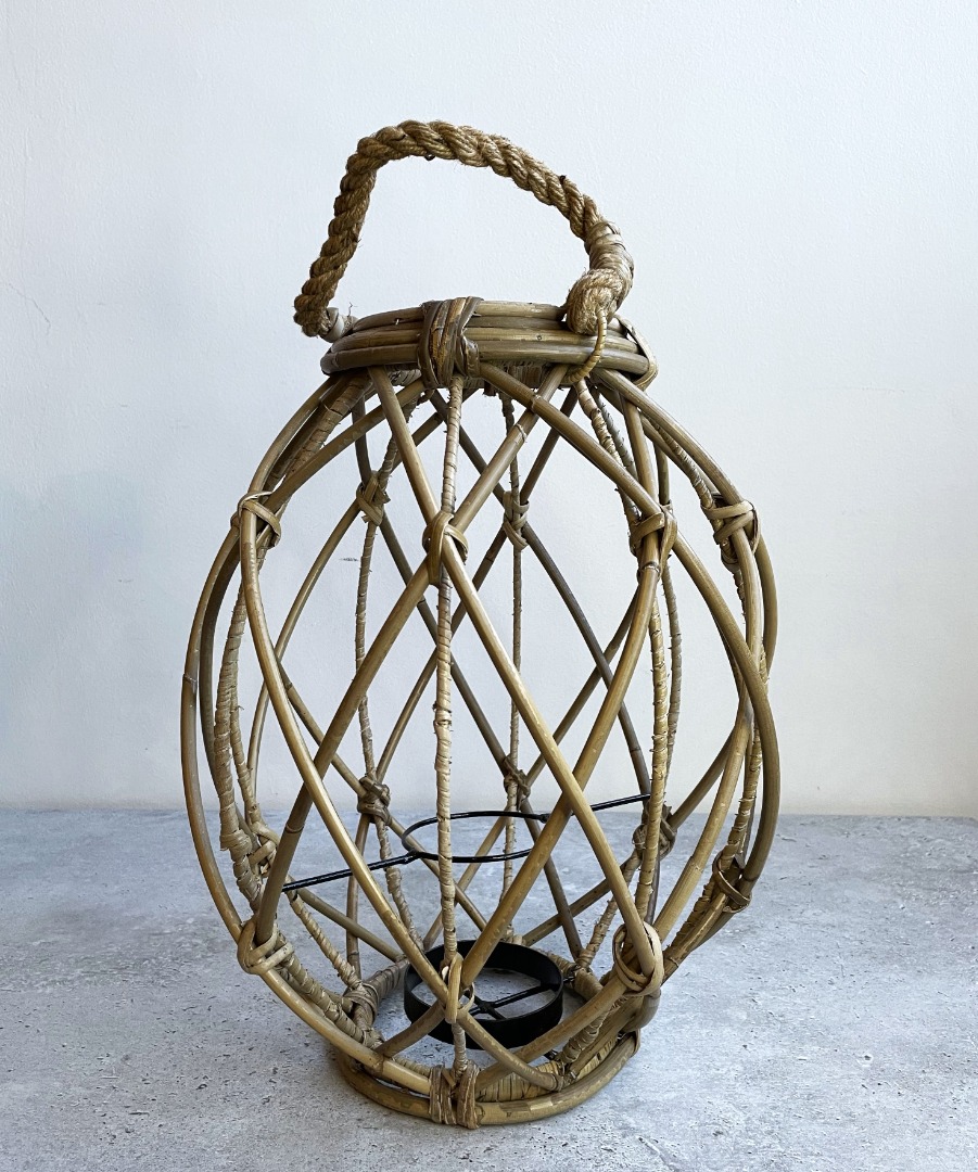 Ilona Rattan Lantern with Twisted Rope Handle, Furniture & Home Living ...